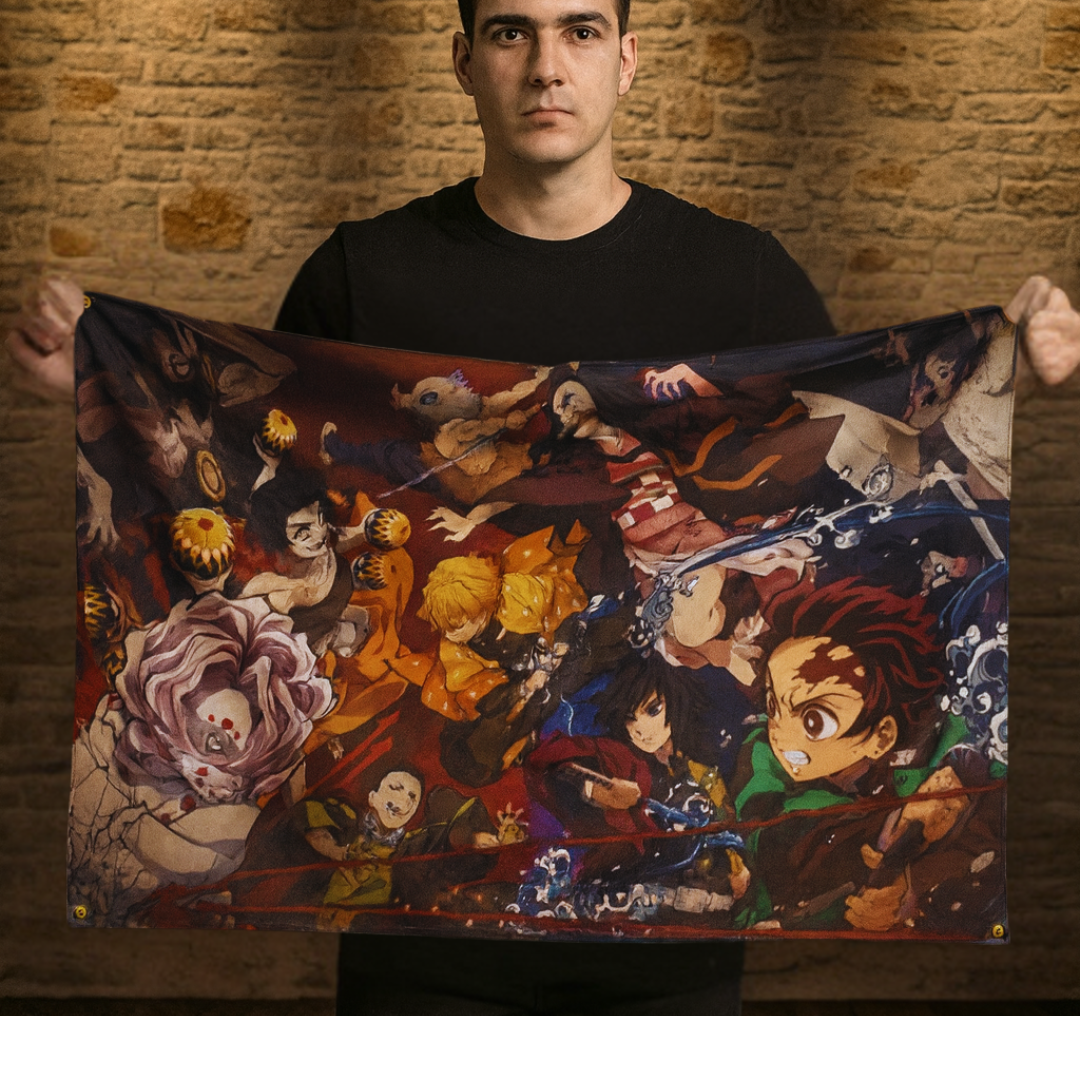 "Fight against Demons" Slayer Flag – Anime-Figures-Australia